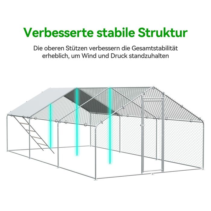 Poulailler métallique 3x4x2m avec verrou de sécurité et bâche ...
