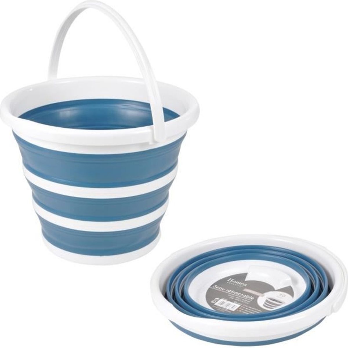 Seau retractable 10L blanc bleu paon - Cdiscount Maison