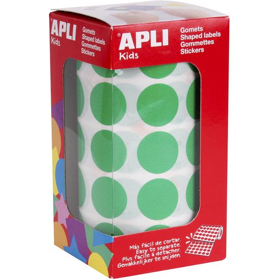 Rouleau de Gommettes Rondes - APLI - 20 mm - Vert - 59 Feuilles ...