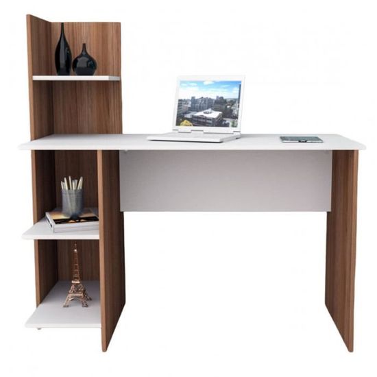 Bureaux - PUNTO - Bureau et Rangement Intégré Blanc Châtaignier ...