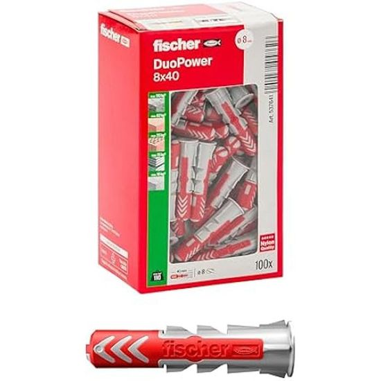 Chevilles Fischer DuoPower 8 x 40 mm pour mur plein, brique perforée ...