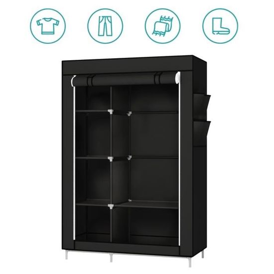 MENGDA Armoire de Rangement Garde-Robe Pliable en Tissu intissé 105x170x45 cm Penderie Portable ...