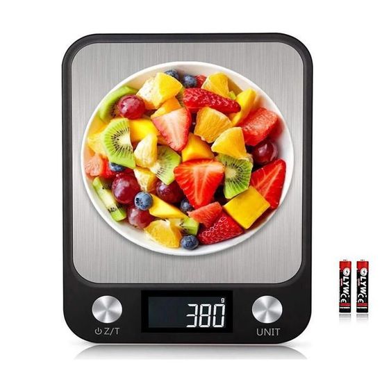 Balance de Cuisine Électronique Précision 15kg/1g - Écran LED Rétroéclairé - 7 Unités - Balance ...