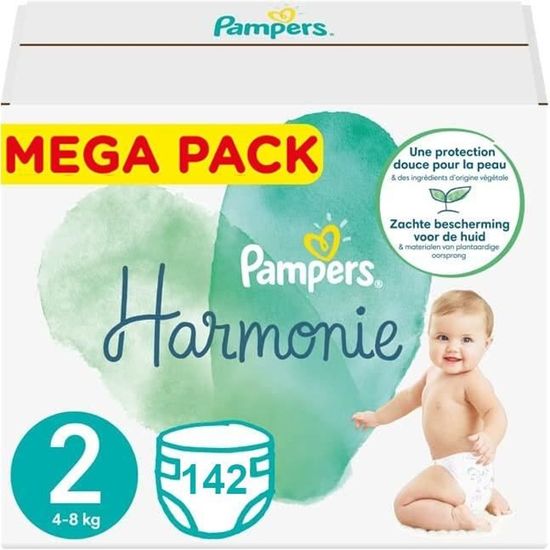 PAMPERS HARMONIE TAILLE 2 142 COUCHES (4-8 KG) - Cdiscount Puériculture ...