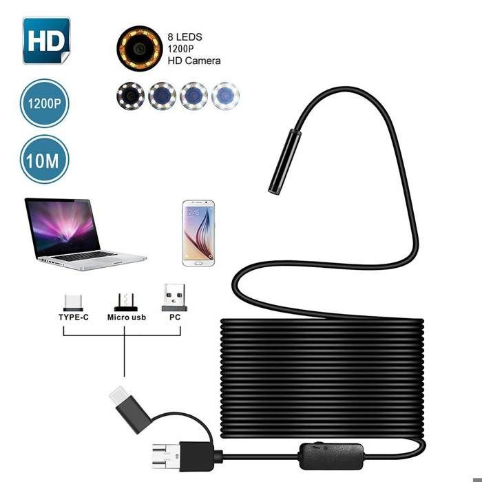USB endoscope umiwe semi - rigide étanche 3 - en - 1 endoscope 1200p HD ...