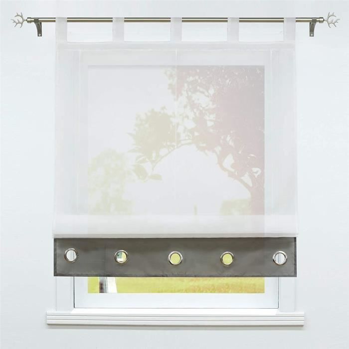 Store bateau transparent avec passants - moderne - blanc - voilage - 80 ...