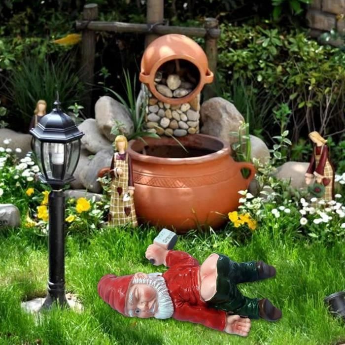 Décoration De Nain Ivre | Statue De Jardin De Nain Ivre Allongé ...