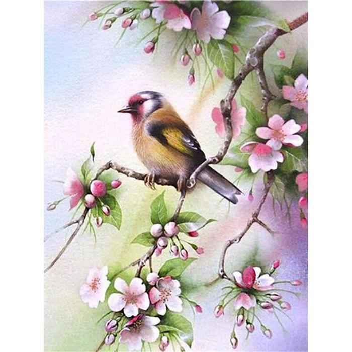 Diamond Painting Perle Broderie Diamant Oiseaux Fleurs 5D Peinture De ...