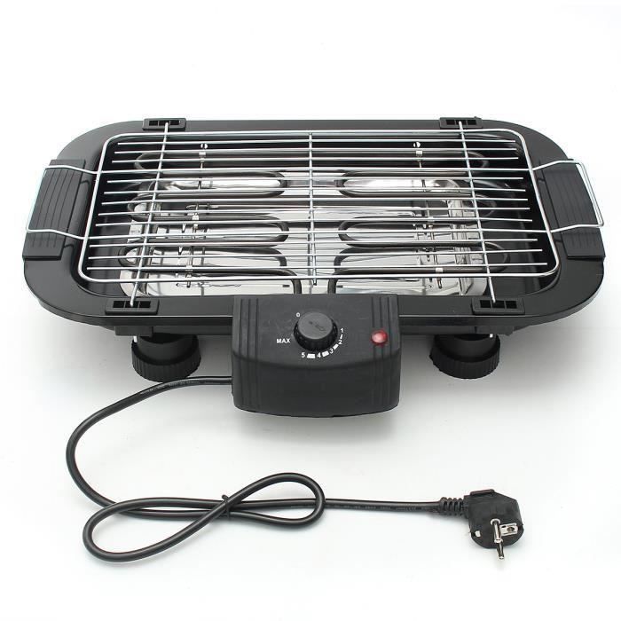 Barbecue Électrique de Table 2000W 5-Températures Cuisson Grille Sans ...