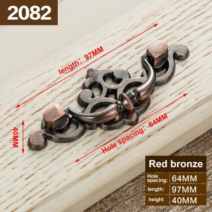 Quincaillerie meuble,Poignée en Bronze rouge,boutons de porte de ...