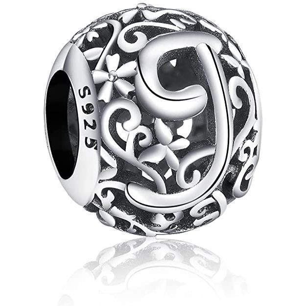 LaMenars Letter J Charm fit Pandora Bracelets&European Snake Chain S925 ...