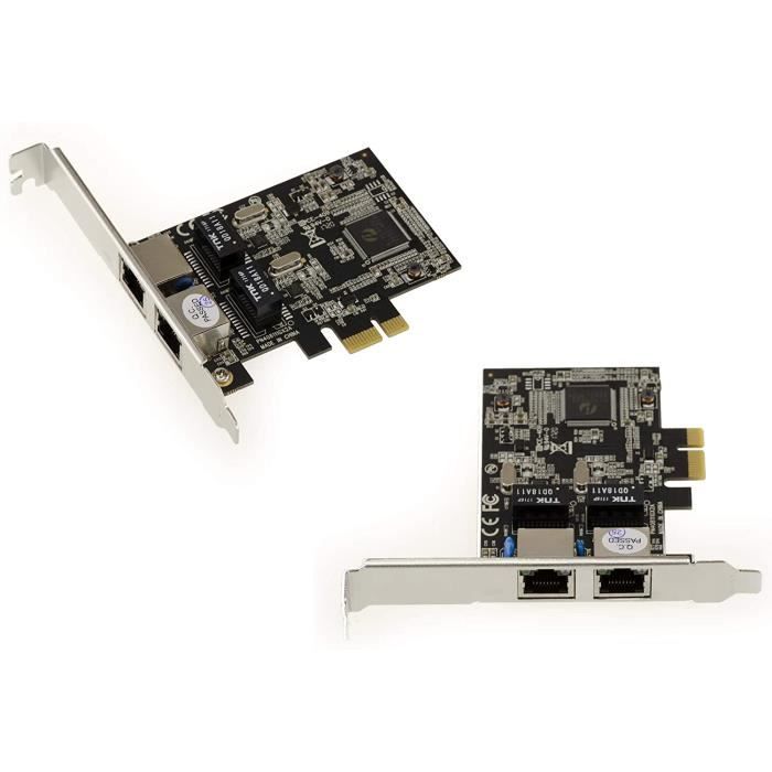 Carte Reseau - Limics24 - Controleur Pci Express (Pcie) 2 Ports Rj45 Gigabit Ethernet 10/100 ...