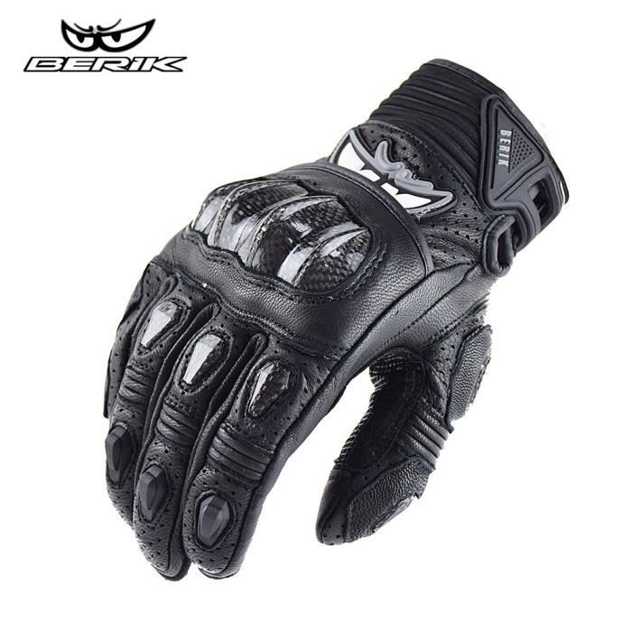 Gants de Moto en cuir pour hommes - BERIK - Type black - Écran tactile ...