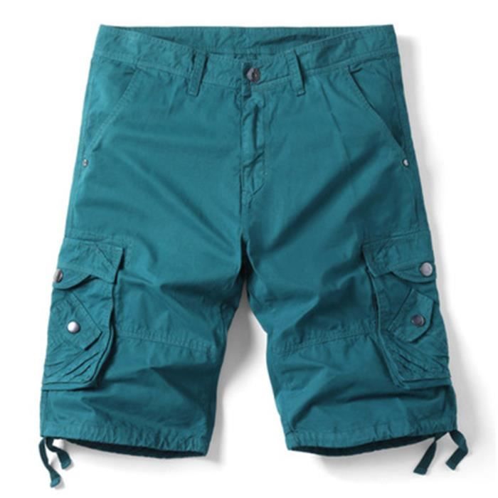 Bermuda de Marque Luxe camouflage multi-poches bleu Homme Cargo Grande ...