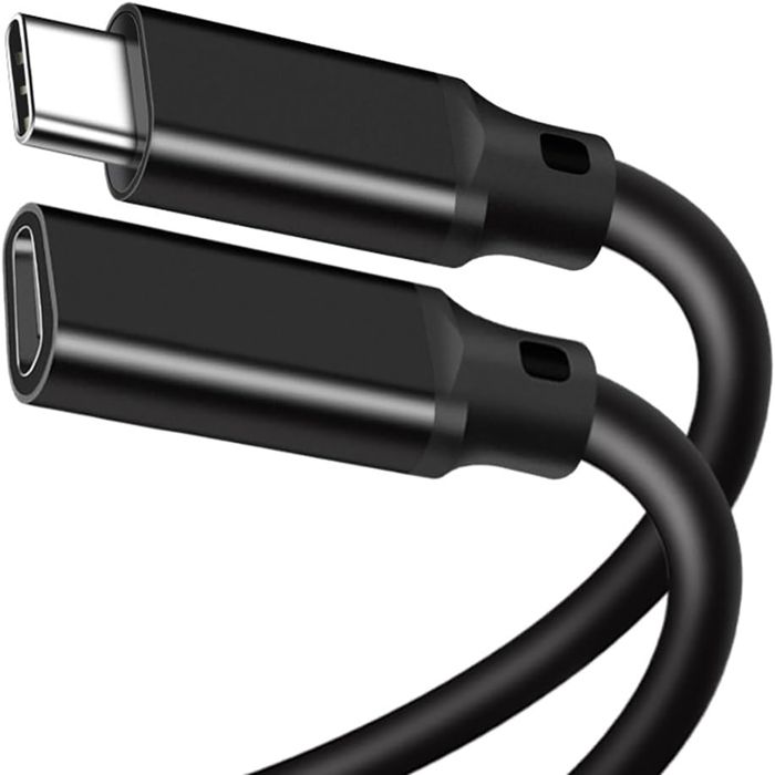 Câble Rallonge USB C type C male vers femelle 3.2 Noir 2m Charge Rapide ...