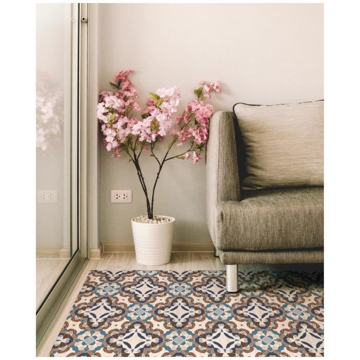 Tapis Vinyle Panorama Hydraulique Oriental Bleu 200x200 cm - Tapis pour ...