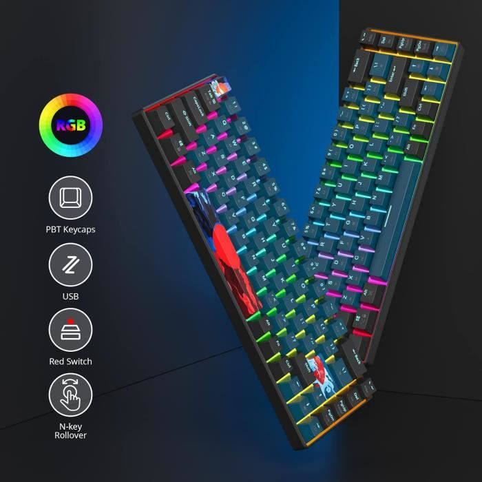 Clavier De Jeu Mécanique 65%,Clavier Filaire Compact Rétroéclairé Led ...