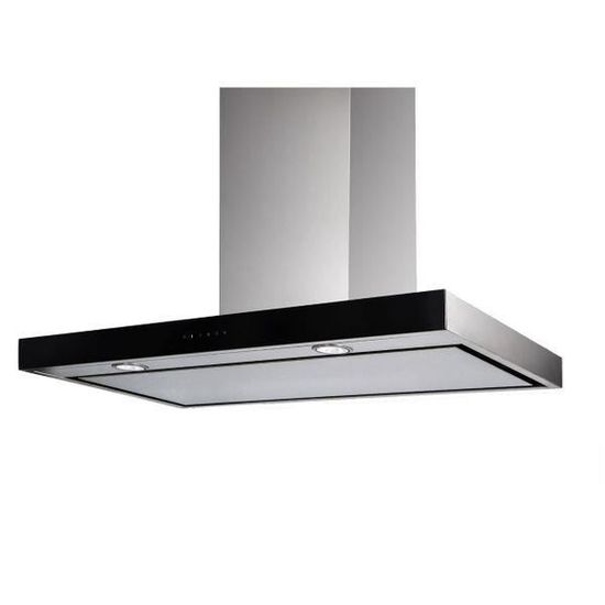 Hotte cuisine Esistyle murale PEARL WALL inox et verre noir 90 cm Inox - Cdiscount Electroménager