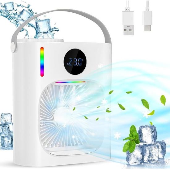 Climatiseur Mobile, Climatiseur Portable Silencieux 900Ml, 4 En 1 Refroidisseur D'Air, Usb Mini ...