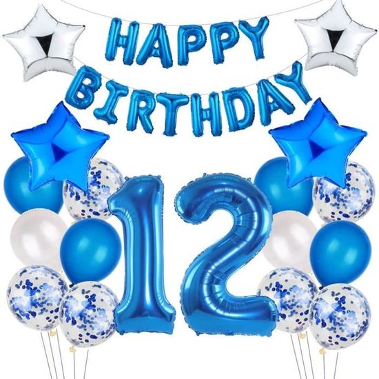 Decoration 12 Ans De 12 Ans Garçon, Ballon 12 Ans Anniversaire Bleu, 12 ...