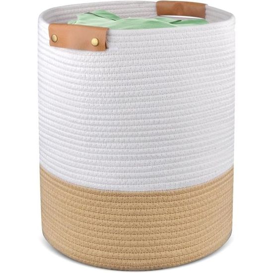 Panier À Linge Tissé Avec Poignée, 34L Bac A Linge Pliable Grand ...