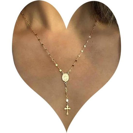 Croix Y Pendentif Collier Or Vierge Marie Collier Sainte Croix Croix ...