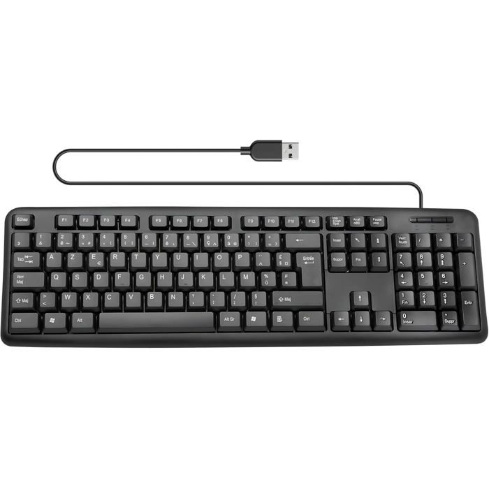 Clavier Filaire USB Clavier Ergonomique Clavier Ordinateur 105 Touches ...