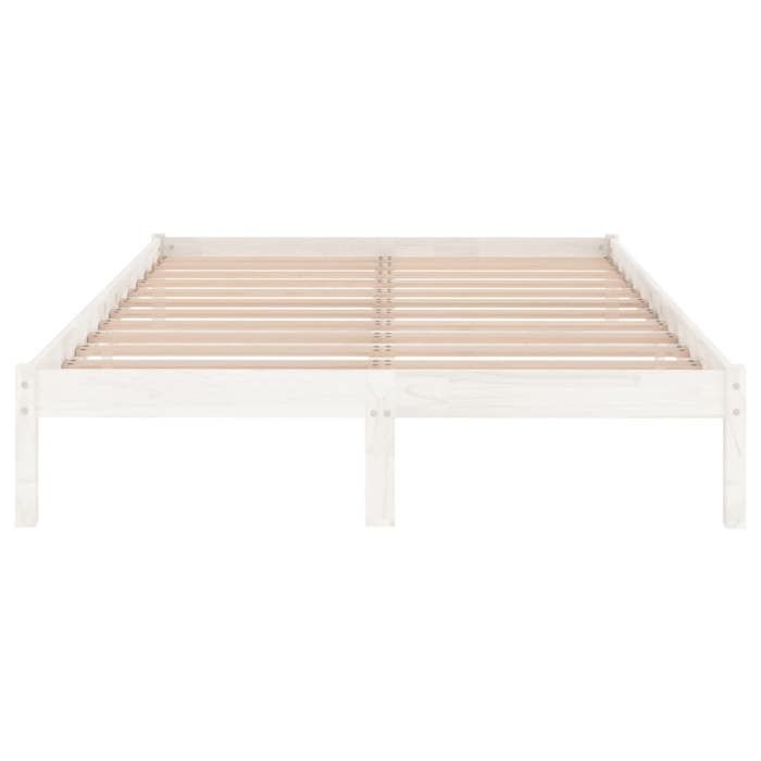 Cadre de lit en bois massif - WIENS - 200x200 cm - Blanc - Bois de pin ...