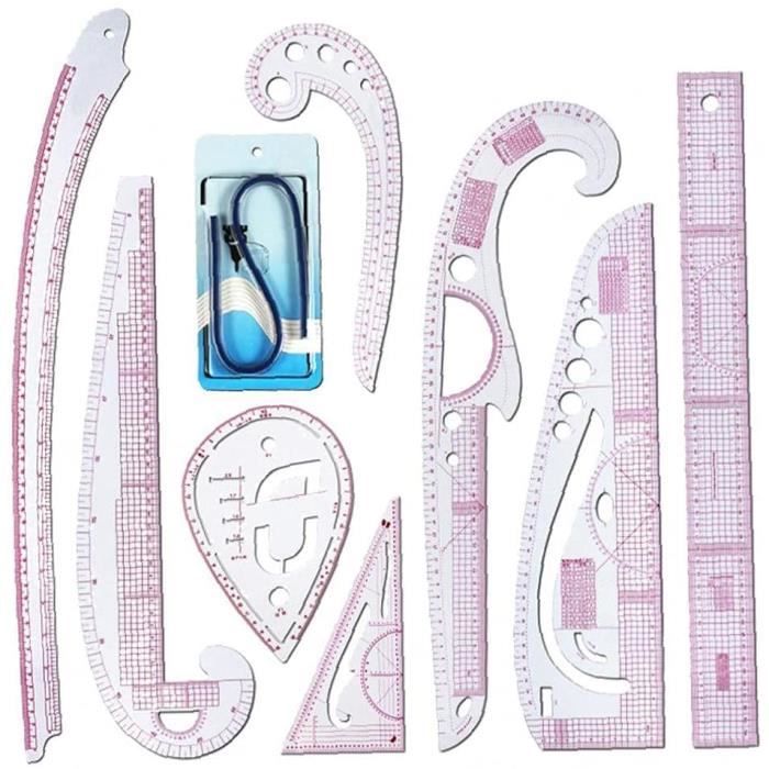 9 PCS Set de Couture Règle Outil sur Mesure Courbe DIY Vêtements Outils ...