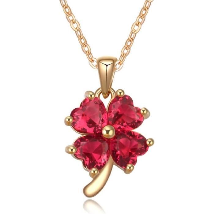 Collier Avec Pendentif Trèfle À Quatre Feuilles 18Ct Plaqué Or Avec ...