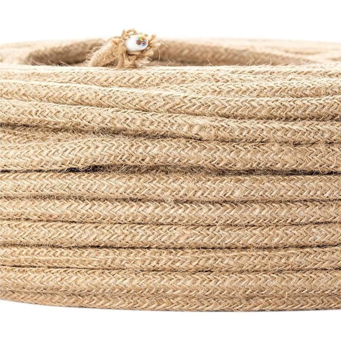 Câble textile en toile de jute de 5 m, 3 fils de 3 x 0,75 mm² avec ...