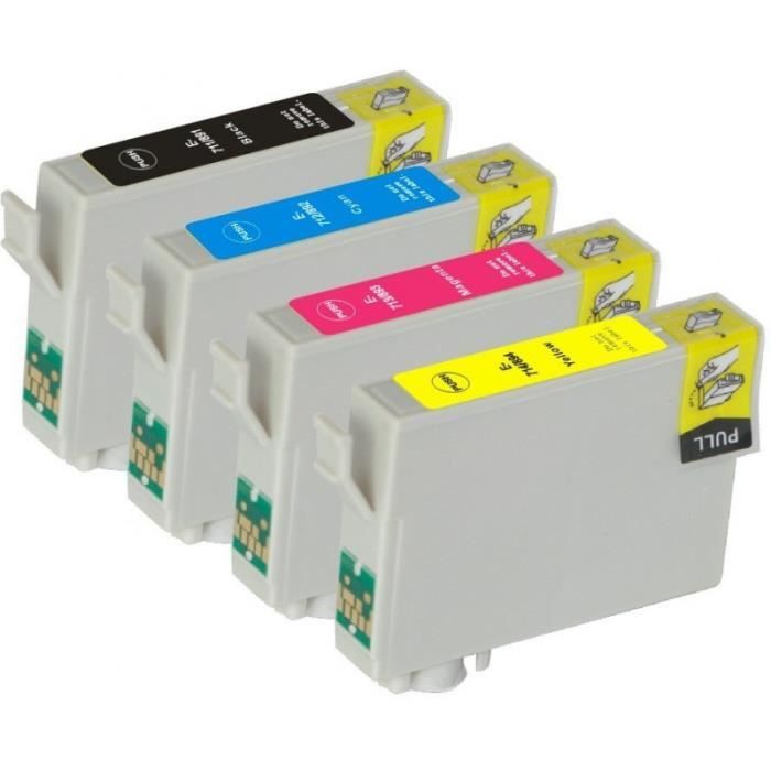 Pack de 4 Cartouche Encre compatible EPSON T0715 Noire et Couleurs ...
