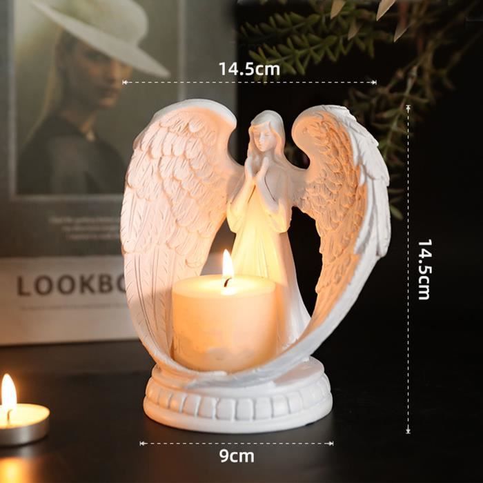 ETO-Candlestick Angel Prayer Statue Prayer Angel Candlestick Pure White ...
