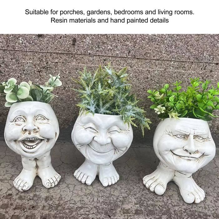 Pot de jardinière - DRFEIFY - Funny Face - Résine imperméable ...