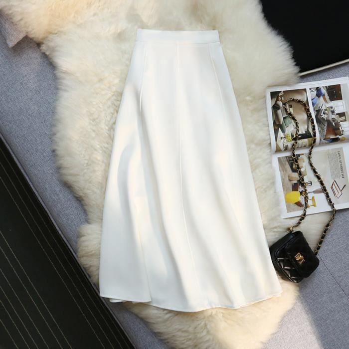 Jupes Taille Haute Pour Dames,Jupe Decontractee Blanche A Line ...