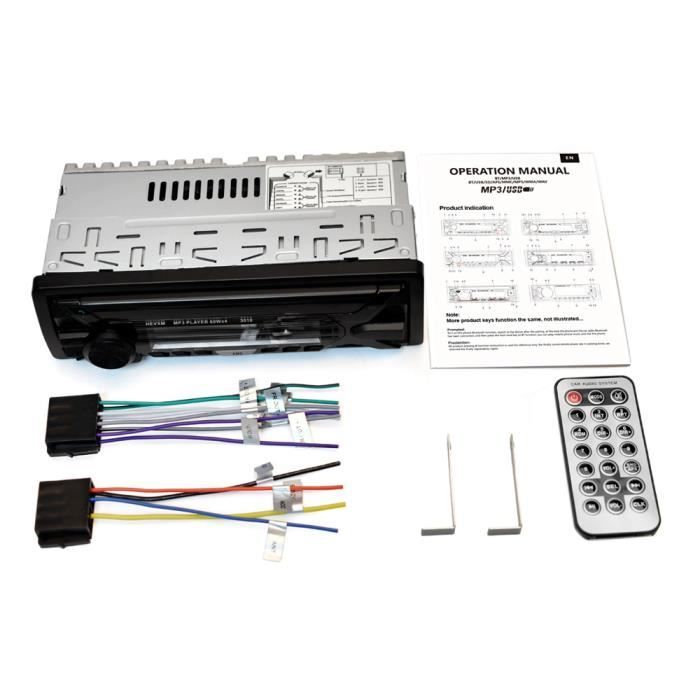 1Din Autoradio ISO Autoradio EntréE Aux RéCepteur Bluetooth StéRéO MP3 ...