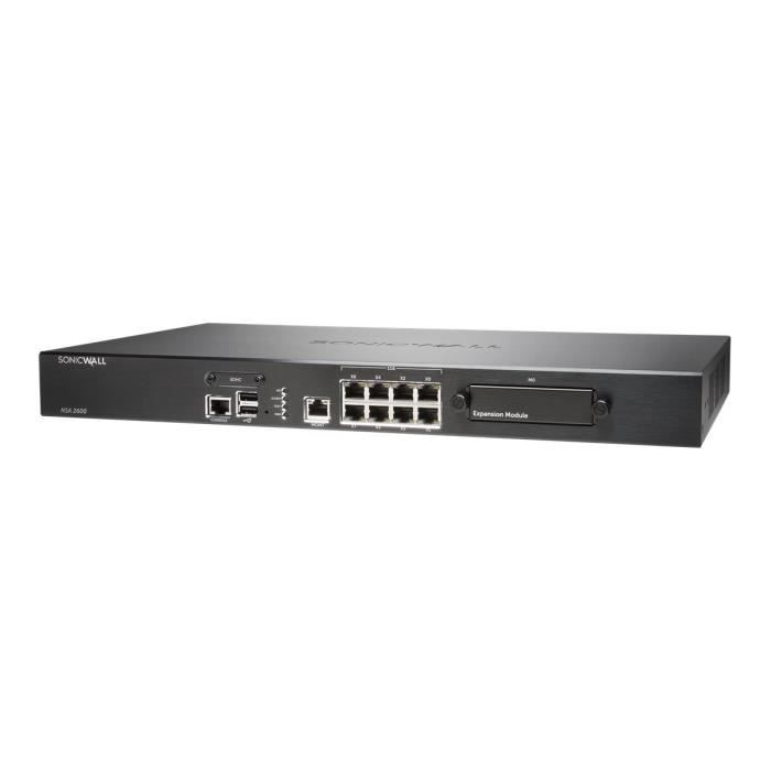 SonicWall NSA 2600 Dispositif de sécurité GigE 1U IAR, démo rack ...