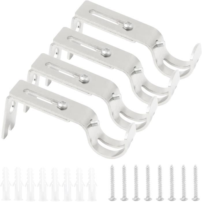 4 Pièces Support Tringle Rideaux Diamètre 25 mm Support Mural Réglable pour Tringle À Rideaux ...