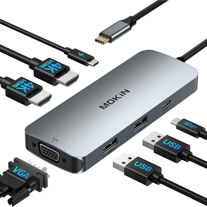 Dock Usb C Docking Station Usb C Dual Hdmi, Hub Usb C 7 En 1 Vers Dual ...