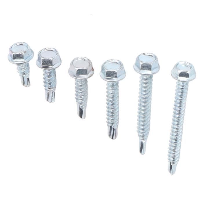JIA - 110 pièces vis auto-perceuse tête hexagonale rondelle M4.2 6 tailles Kit d'assortiment de ...