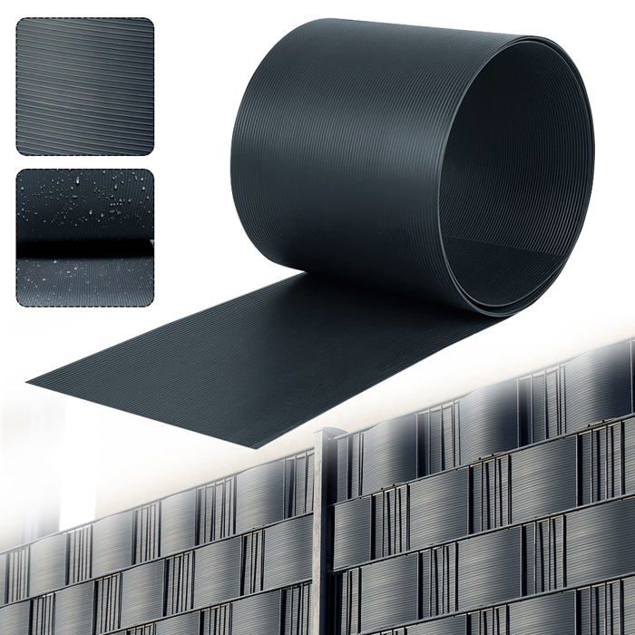 Bandes de brise-vue - YUENFONG - 10x PVC dur - 2,5m x 19cm - Anthracite ...