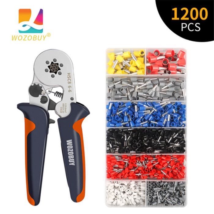 Hsc8 6-6 1200pcs Kit d'outils de sertissage de virole avec bornes de fil isolées pince à sertir ...