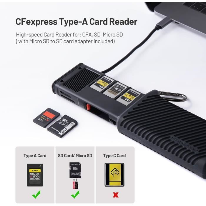 Lecteur de Carte CFexpress Type A-SD-Micro SD 10 Gbps USB 3.2 Gen2 ...