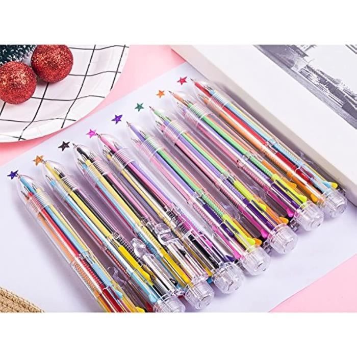 16 Pièces Multicolore Stylos 8-En-1 Rétractable Stylos À Bille 8 ...