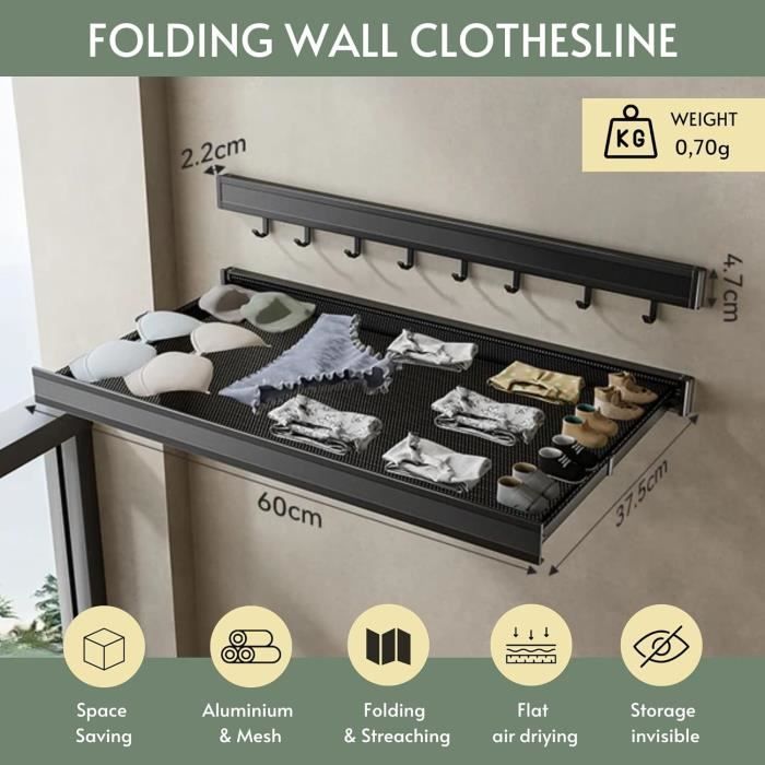 Étendoir À Murale, Étendoir À Linge Pliante Pour Terrasse, Chambre ...