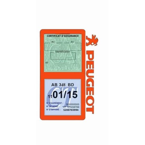 PEUGEOT VD22 ORANGE POCHETTE ETUI VIGNETTE ASSURANCE VOITURE ET ...