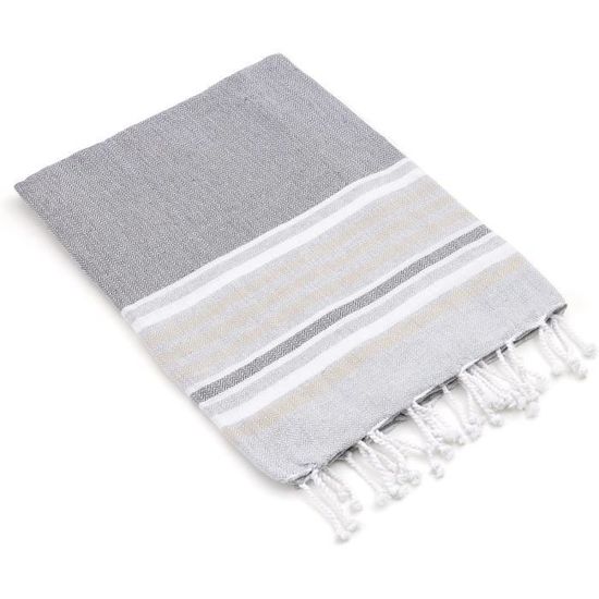 Serviette De Plage Avec Pompons Colorés, Paréo Plage En Coton, Serviette De Yoga Et Hammam ...