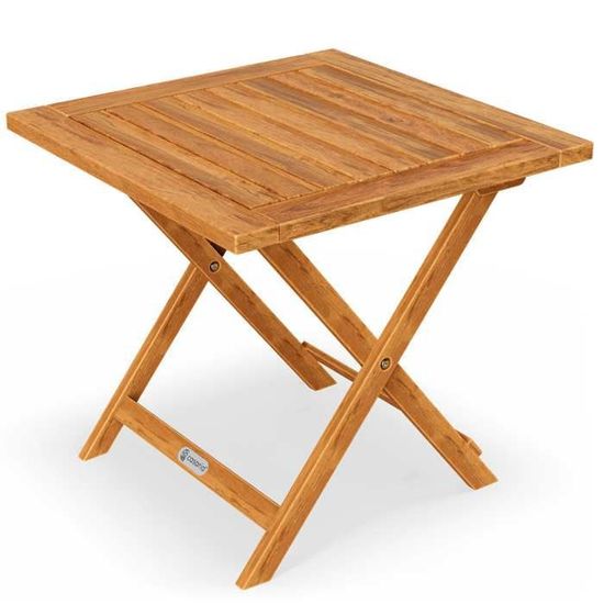 CASARIA® Table basse pliante en bois d'acacia 46x46cm Table d'appoint ...