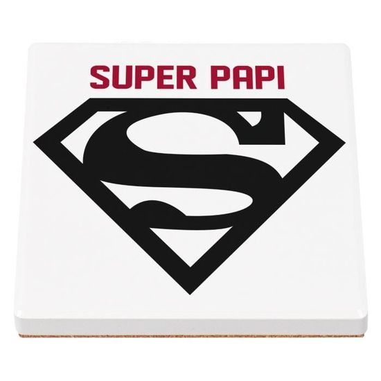 Sous Verre Céramique (1 unité) Super Papi Rouge Logo Super Héro ...