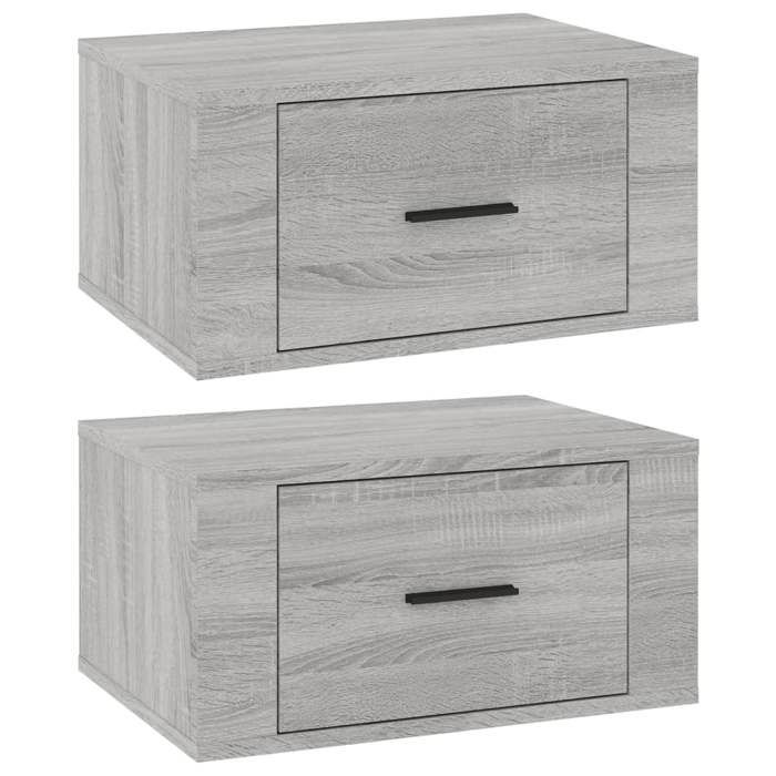 MVS Tables de Nuit - Tables de chevet murales 2 pcs - sonoma gris ...